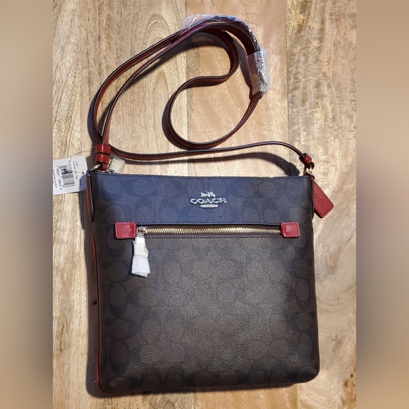 Coach | Bags | New Coach C554 Rowan File Crossbody Bag Brown Red | Poshmark